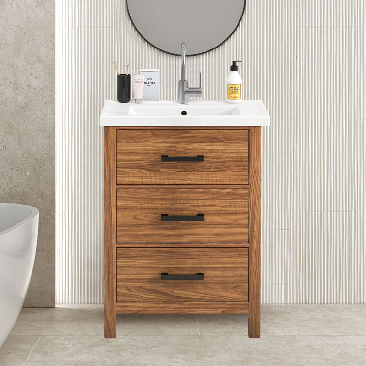 Winston Porter Meuble Lavabo Simple Autoportant 24 4 Po Avec Plateau En